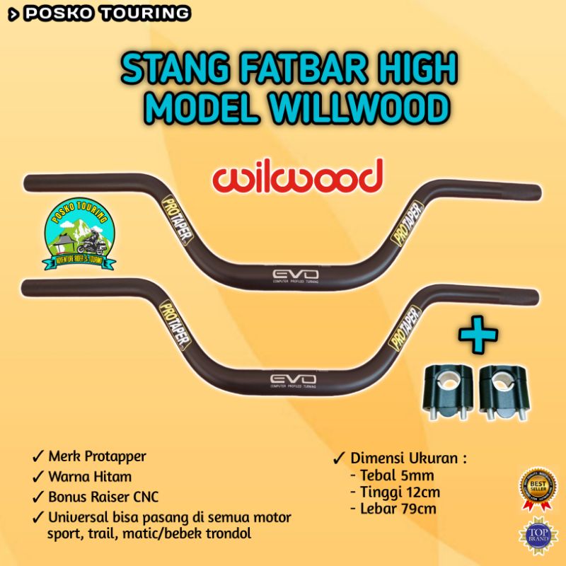 Jual Stang Fatbar Tinggi Model Willwood Stang Fatbar Touring - Hitam ...