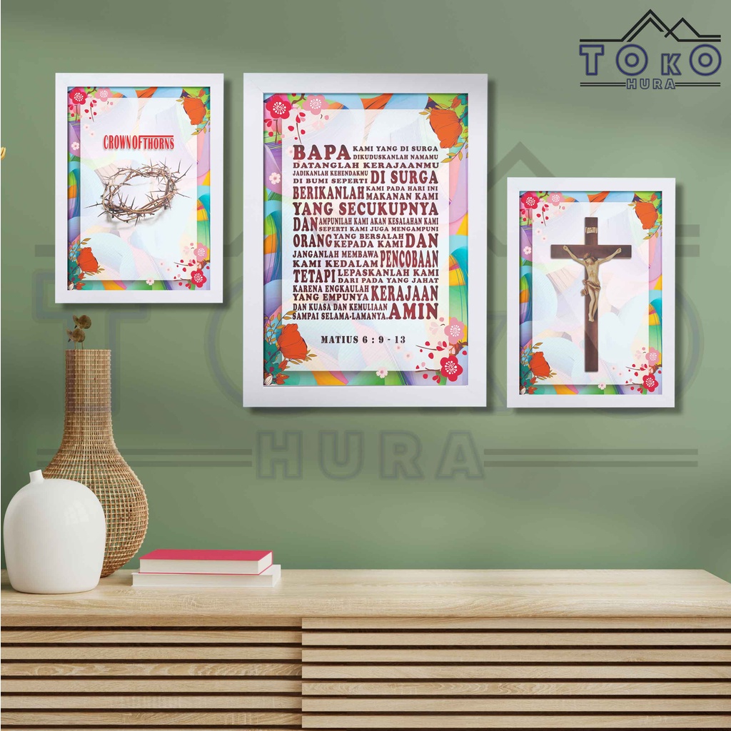 Jual Hiasan Bingkai Kristen Doa Bapa Kami Salib / Walldecor Gereja ...