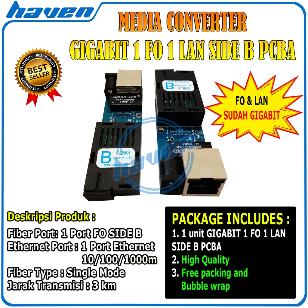 Jual Mini Media Converter Gigabit HTB Board Only 1 Port FO 1 Port LAN ...