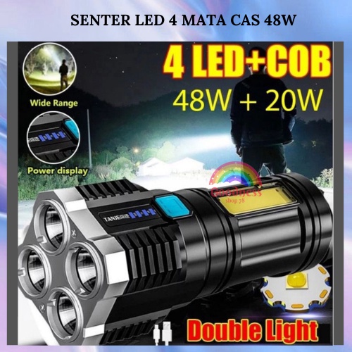 Jual SENTER LED 4 MATA 48W + 20W / SENTER LED CHARGEABLE / SENTER CAS ...