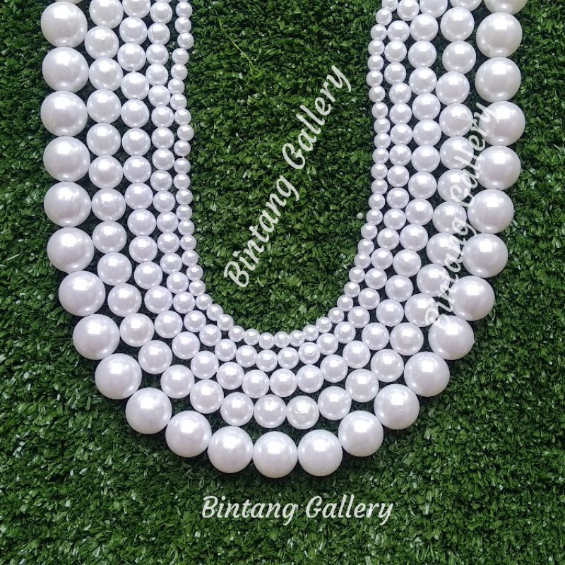 Jual Mutiara ringan 6 / 8 / 10 / 12 mm putih per renteng | Shopee Indonesia