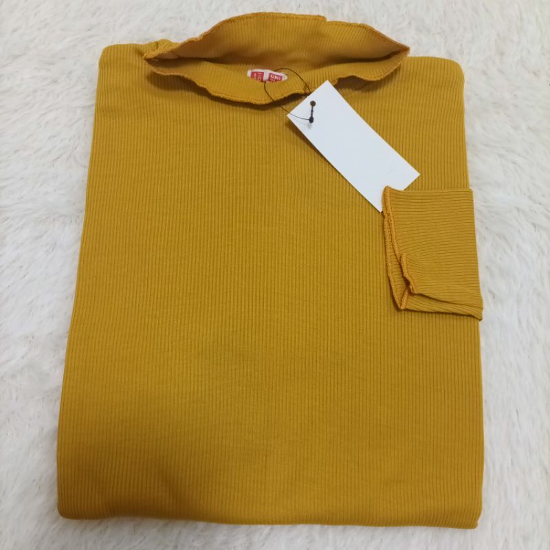 Jual NECI TOP KAOS TURTLE NECK LENGAN PANJANG CURLY RIB RAJUT KERAH ...