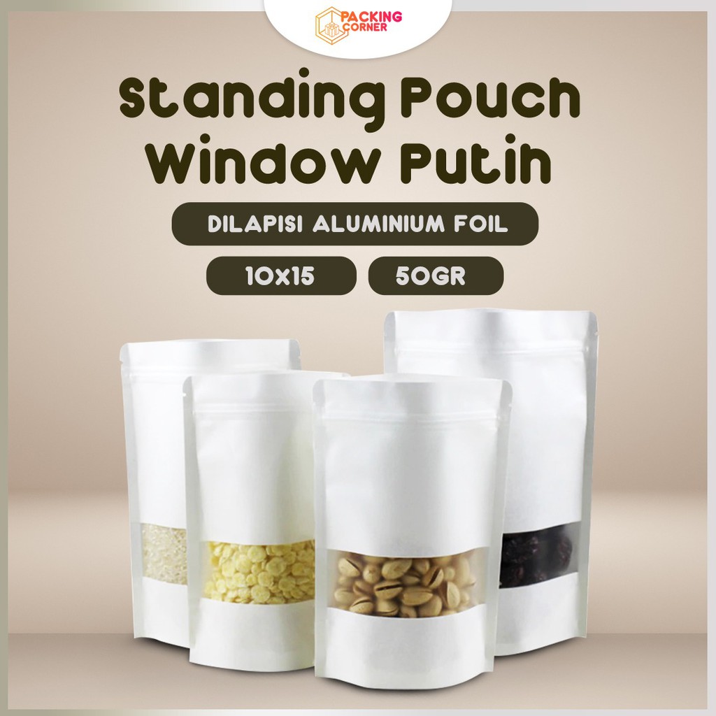 Jual Standing Pouch Window Putih 10x15 cm Plastik Alumunium Foil ...
