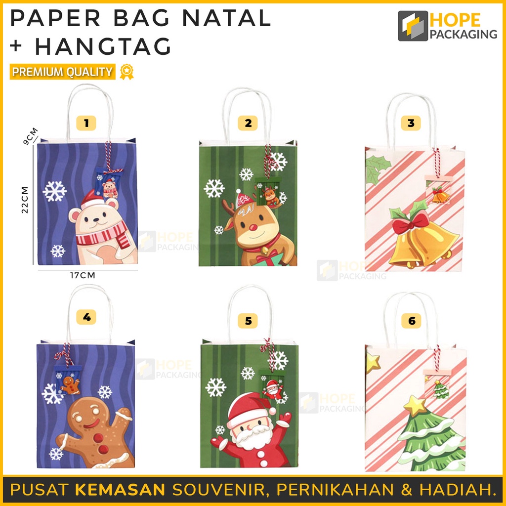 Jual Paper Bag Hadiah Merry Christmas/Natal + Hangtag / Tas Souvenir ...