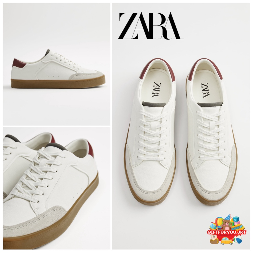 Jual Sepatu Pria Zara Original Retro Sneakers Cowok Putih Man Shoes ...
