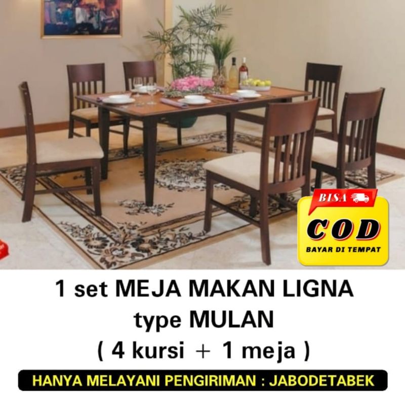 Jual MEJA MAKAN LIGNA 4 KURSI Type MULAN | Shopee Indonesia