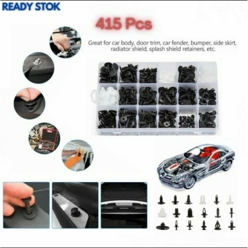 Jual Baut Rivet Mobil Motor 415pcs/ Baut Clip Body HE10 Black/ Baut ...