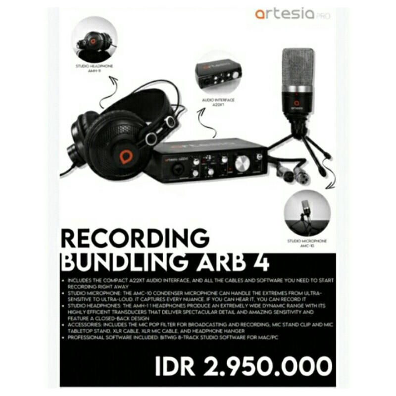Jual promo bundling artesia ARB 4 ARB-4 Mic conden.headphones ...