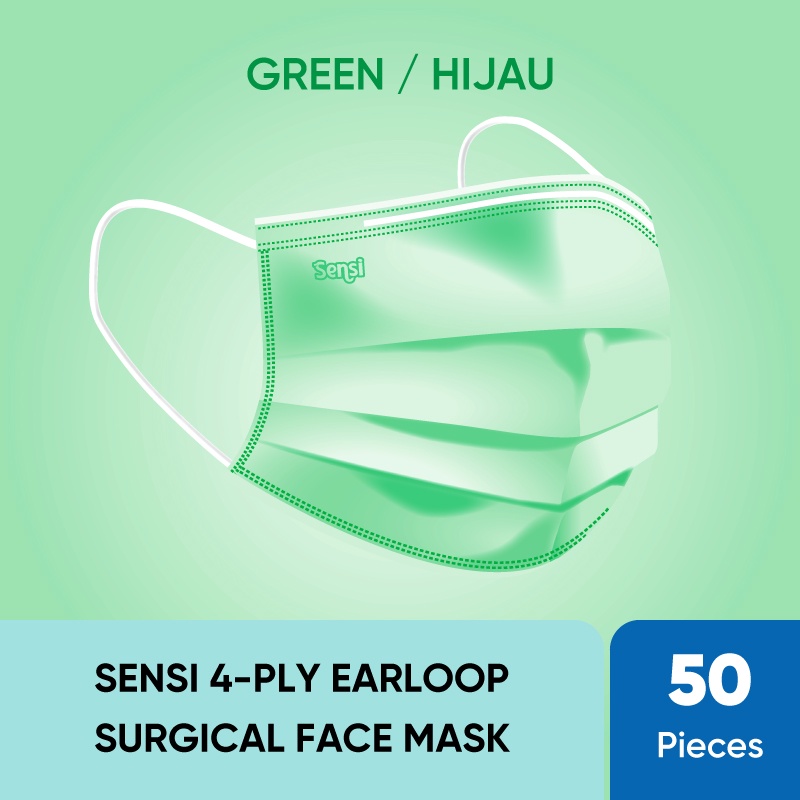 Jual SENSI 4-PLY EARLOOP SURGICAL FACE MASK | Shopee Indonesia