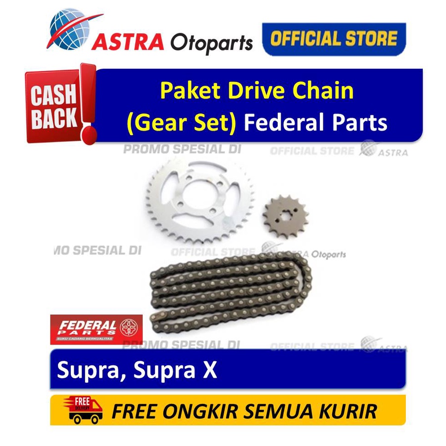 Jual Paket Drive Chain heavy Duty Federal Parts Supra, Supra X | Shopee ...
