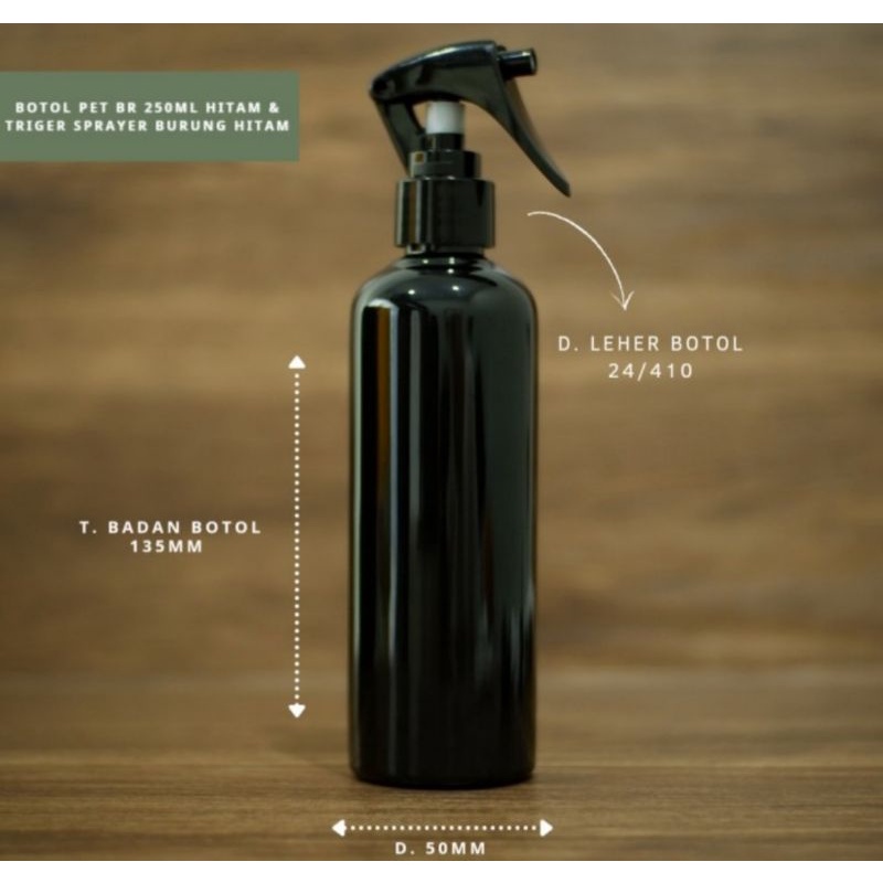 Jual BOTOL 250ML SPRAY TRIGGER FULL HITAM PET TEBAL HITAM SPRAY 250ML | Shopee Indonesia