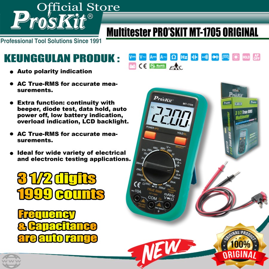 Jual Pro'sKit - Multitester Mt-1705 Original | Shopee Indonesia