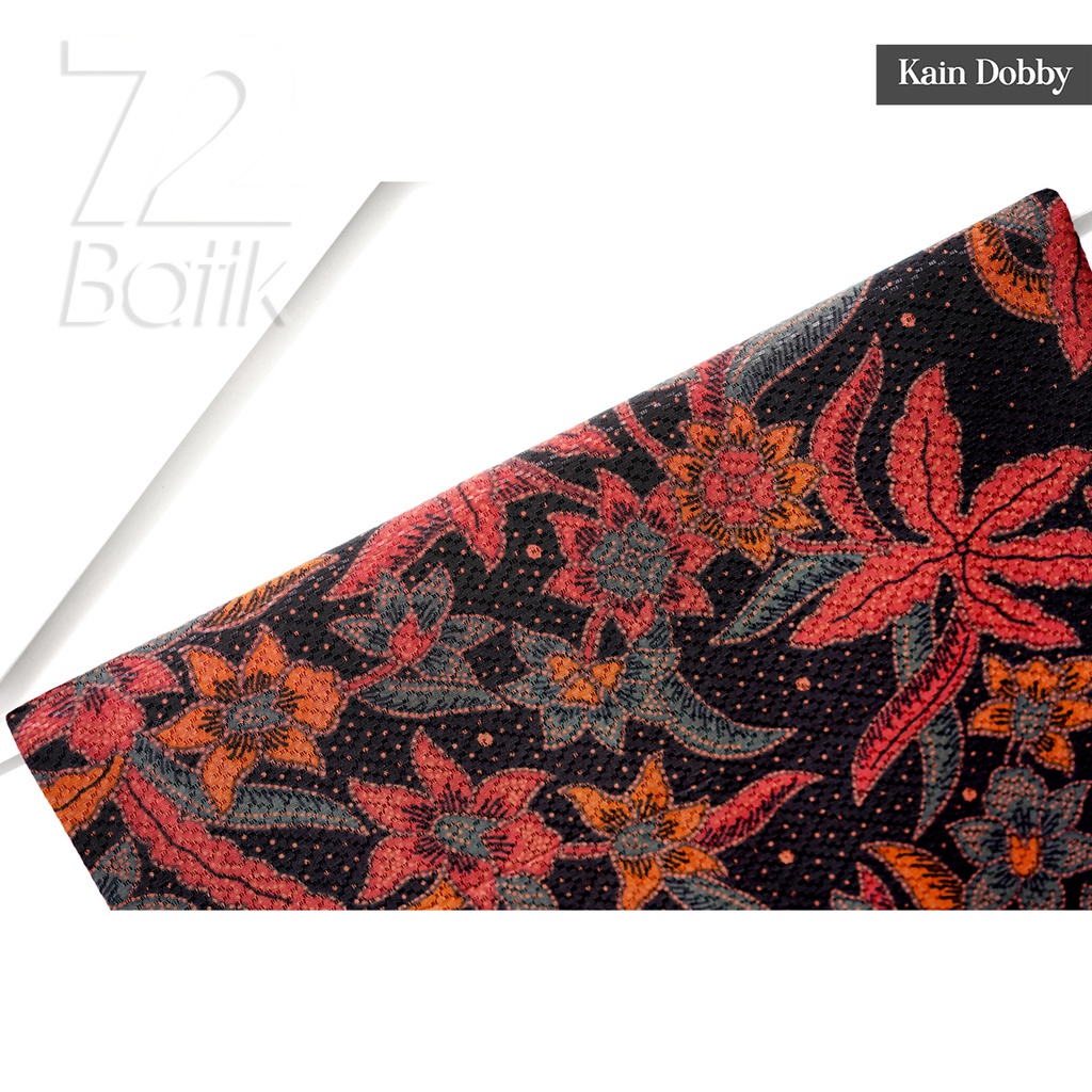 Jual KAIN BATIK PREMIUM Bahan Dobby Motif Kembang Alas Warna Hitam ...