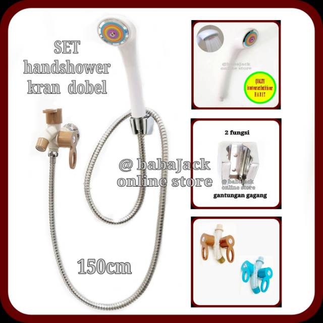 Jual Paket handshower murah kran dobel keran cabang hand shower selang ...