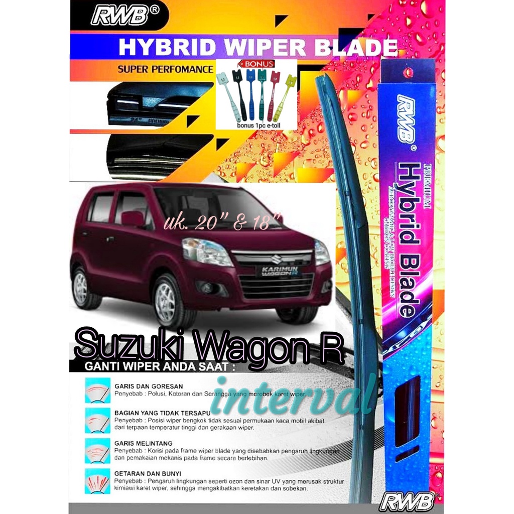 Jual Wiper Hybird Blade RWB Mobil Suzuki Wagon R Pembersih Kaca Depan ...