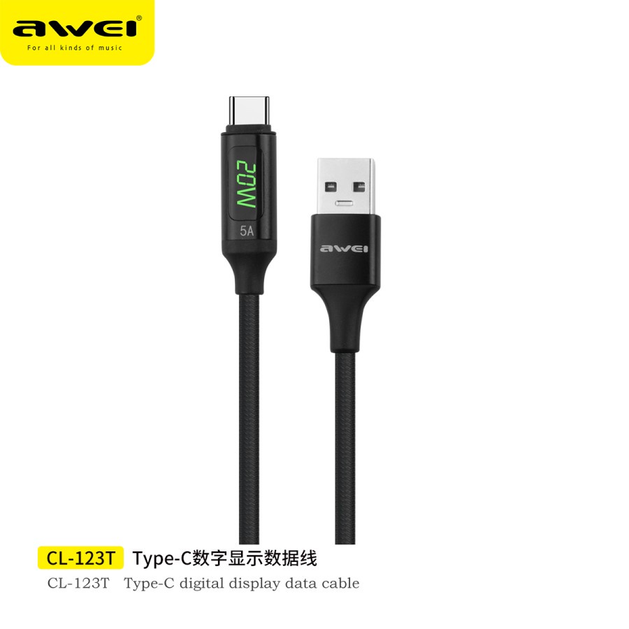 Jual AWEI USB to Type-C Digital Display Data Cable - CL-123T | Shopee ...