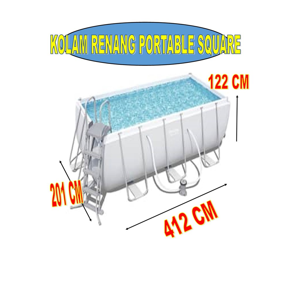 Jual KOLAM RENANG PORTABLE SQUARE SWIMMING POOL OUTDOOR JUMBO DEWASA ...