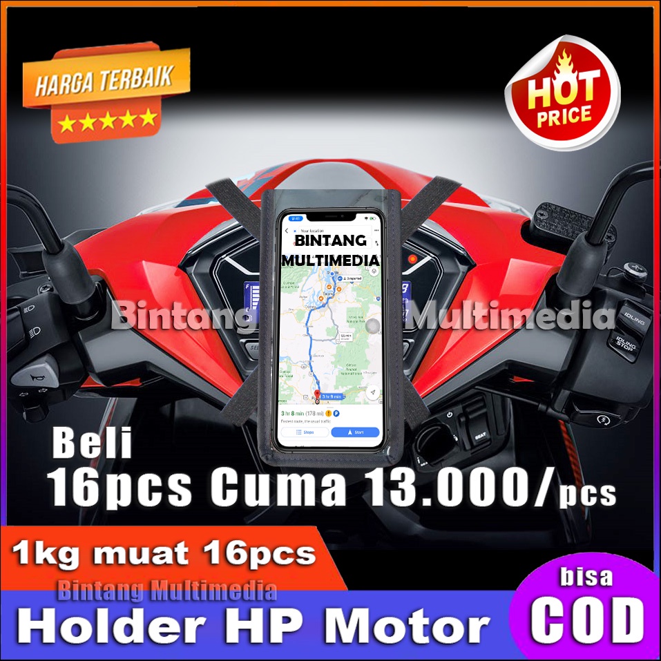 Jual Phone Holder HP Waterproof untuk di Motor Anti Air Tas Gojek Grab Layar Sentuh Touchscreen ...