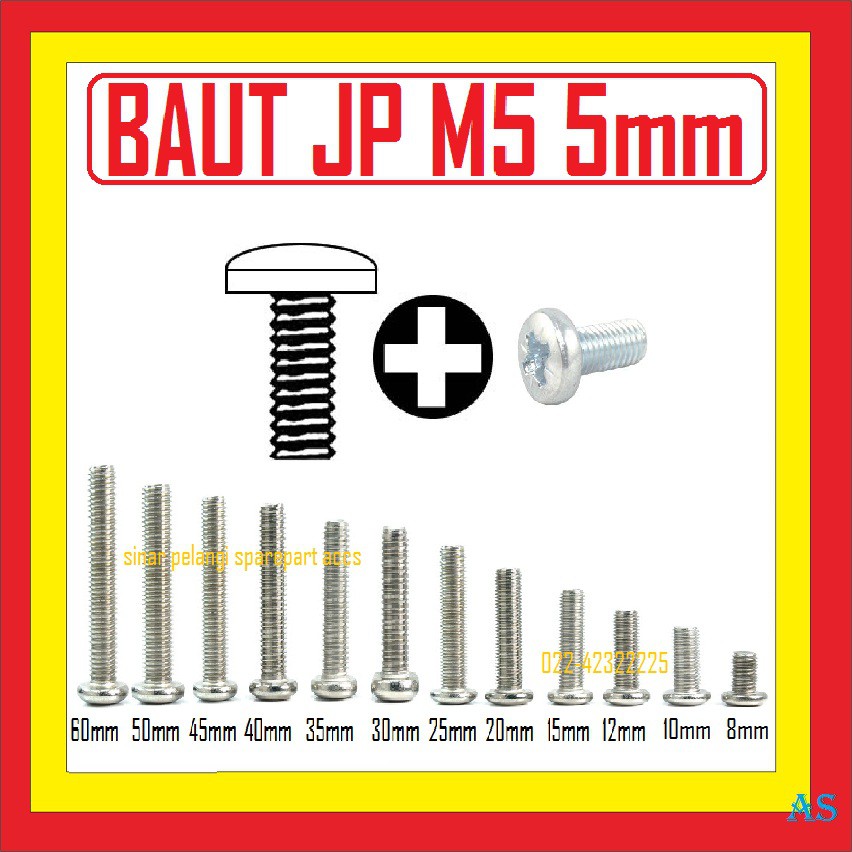 Jual BAUT JP M5 GALVANIS 8 10 12 15 20 25 30 35 40 45 50 60mm BAUD KEPALA BULAT | Shopee Indonesia