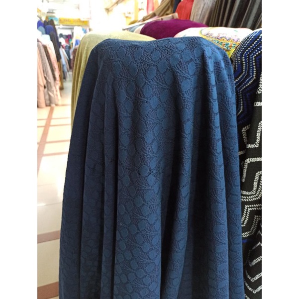 Jual Bahan Kain Hambos Brokat Serat Motif Lapis Kaos Navy Meteran Per 1 ...