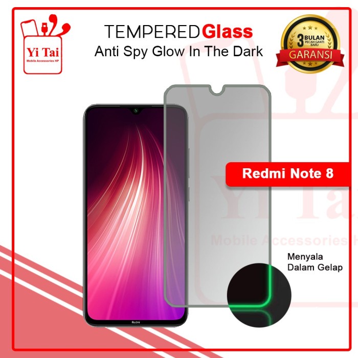 Jual YI TAI - Glow In The Dark Tempered Glass Spy Xiaomi Redmi Note 8 Note 8 Pro Note 9 Note 9 ...