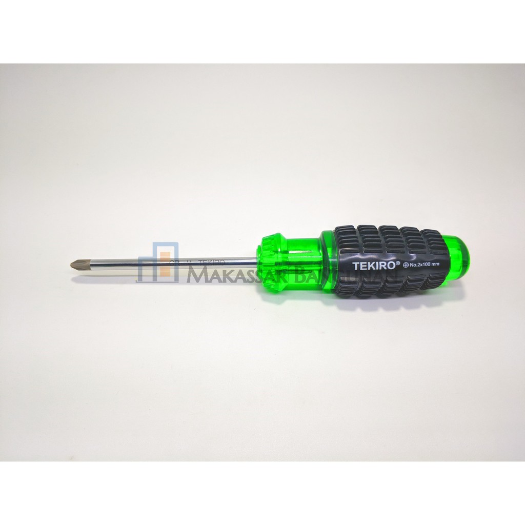 Jual TEKIRO Obeng Gagang Karet Hijau (+) 2 x 100 mm / Obeng Bunga ...
