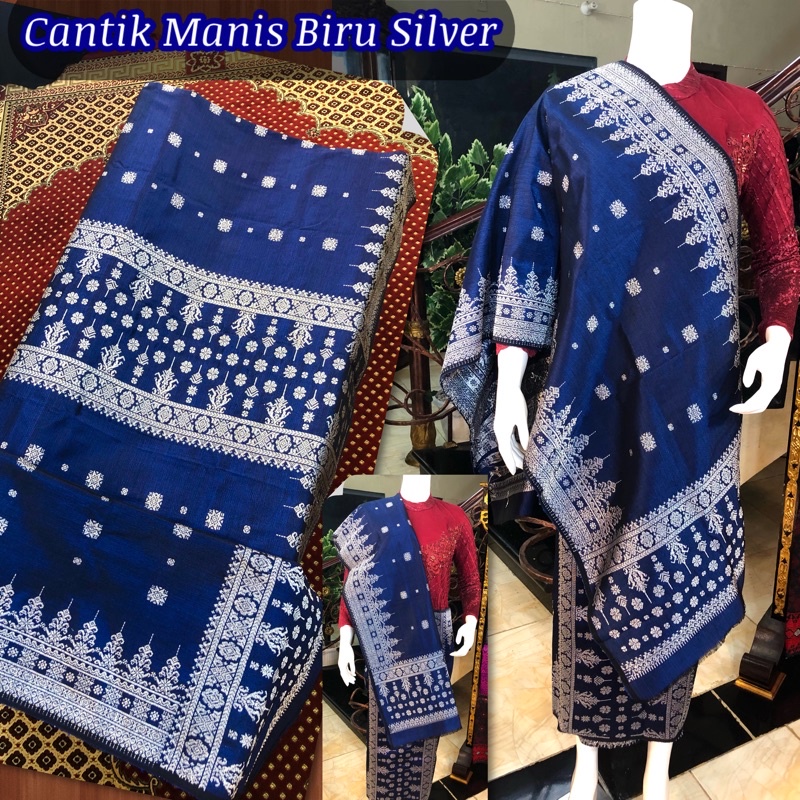 Jual TERLARIS Songket Cantik Manis Exclusive Biru Silver/Songket Tenun Palembang asli Tenun ...