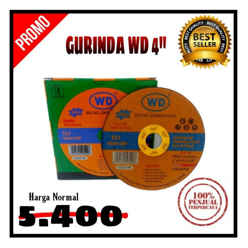 Jual Mata Pisau Gurinda 4" Inch Besi Mata Cutting Whell Wd 4" inch Mata ...