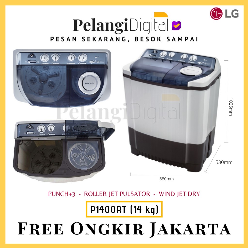 Jual LG Mesin Cuci 2 Tabung Hemat Listrik 14 KG - P1400RT [ Dua Tabung ...