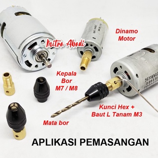 Jual DRILL CHUCK DC MOTOR SHAFT CORE M7 / M8 + KUNCI HEX + BAUT KECIL ...