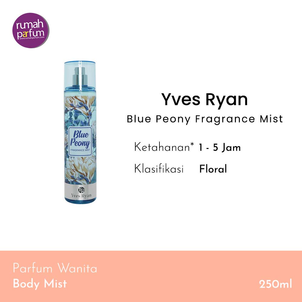 Jual Parfum Wanita Yves Ryan Blue Peony Fragrance Mist (250 mL) Perfume ...