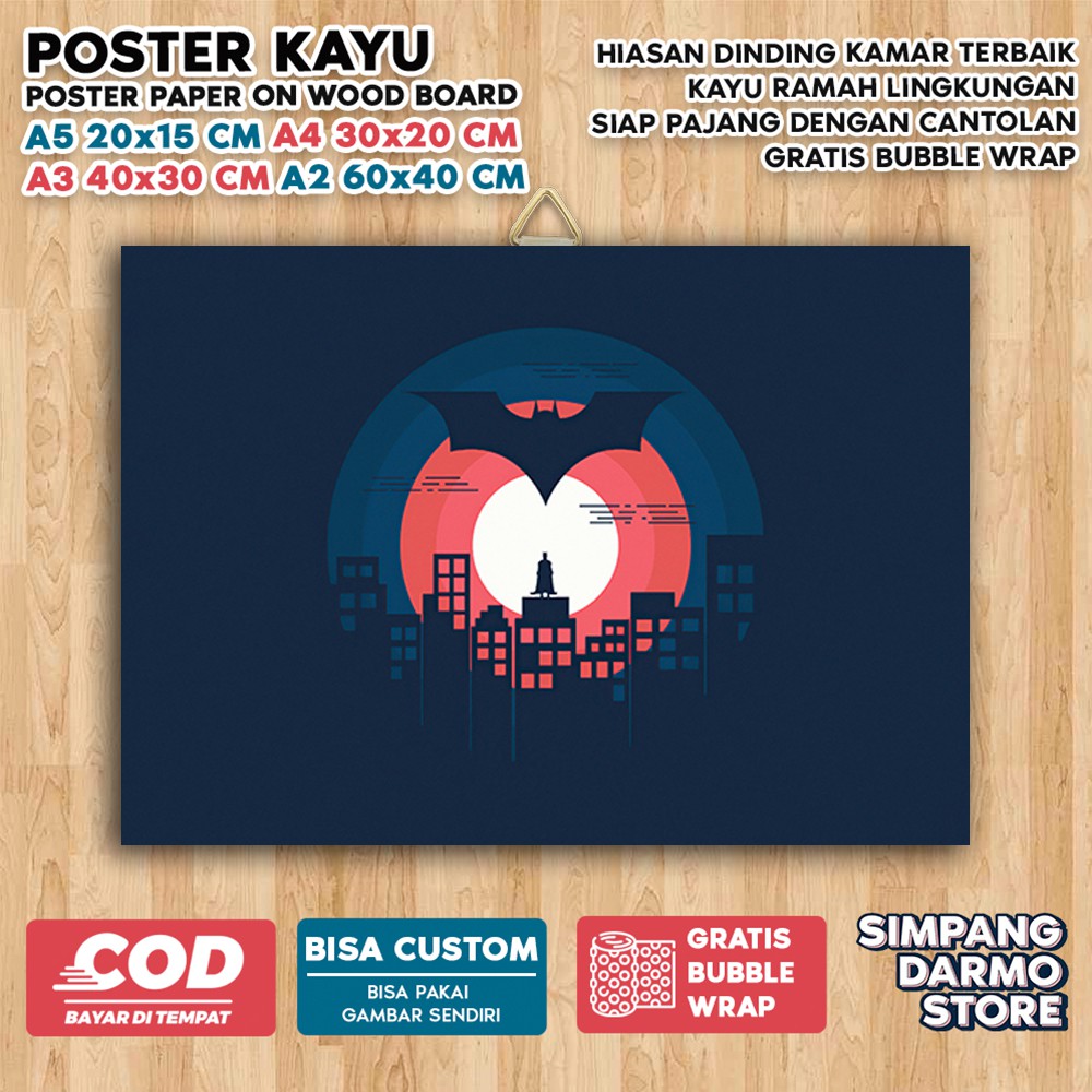 Jual Poster Kayu Dark Aesthetic Batman Tema Superhero DC Pahlawan Super ...
