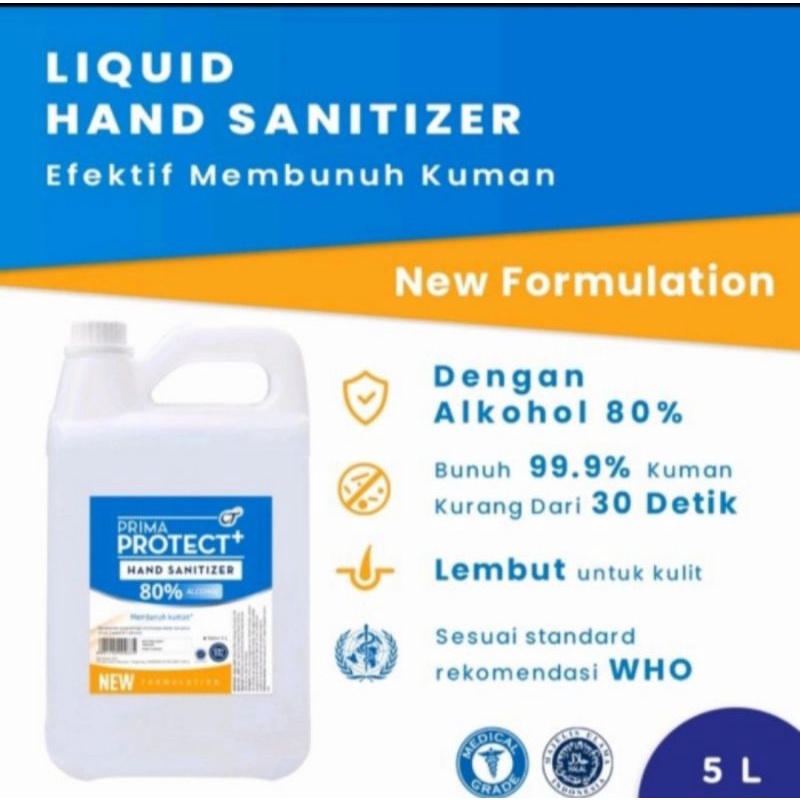 Jual Hand sanitizer prima protect+ 5 liter hand sanitiser cair prima ...