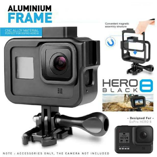 Jual GoPro HERO 8 Black ALUMINIUM CASE Metal Casing with Hot Shoe MIC LED | Shopee Indonesia