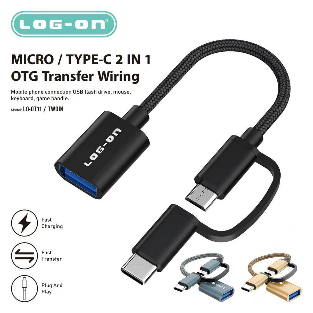Jual LOG ON OTG KABEL 2 IN 1 TYPE C DAN MICRO TO USB A LO-OT11(bisa ...