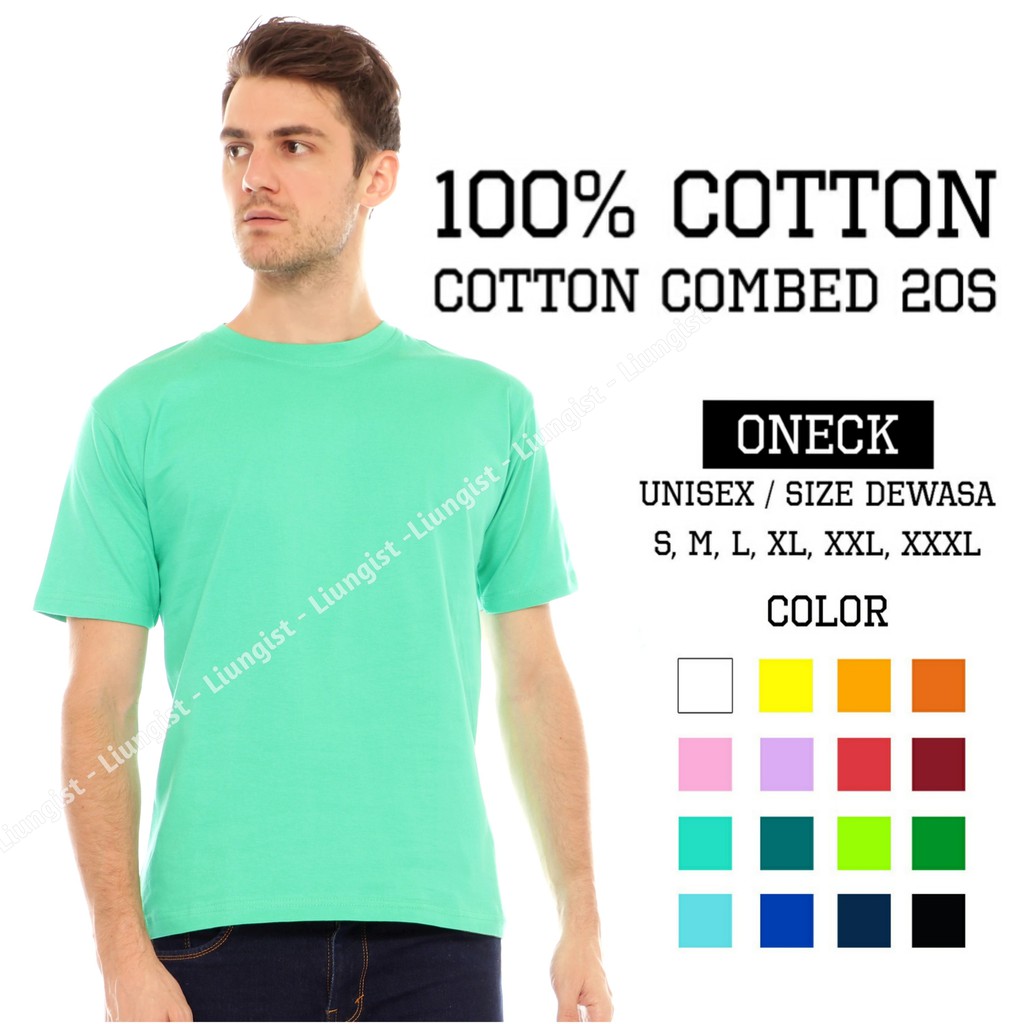 Jual Kaos polos combed 20s (100% cotton) / baju polos / kaos polos ...