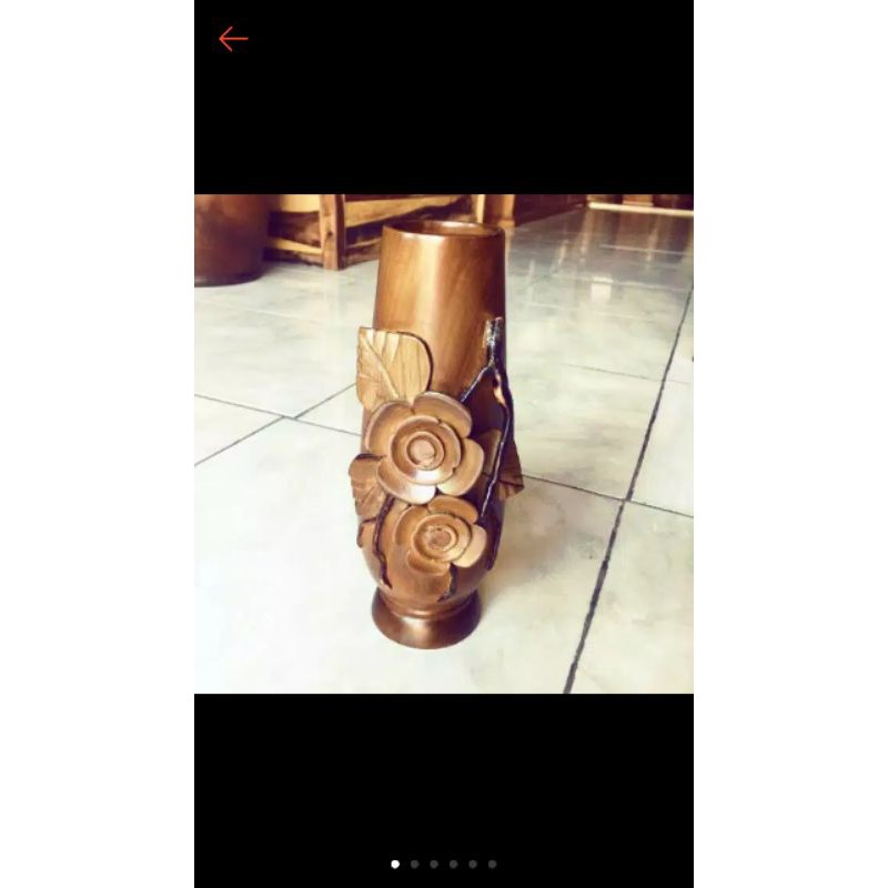 Jual VAS BUNGA KAYU JATI TEMPEL BUNGA | Shopee Indonesia