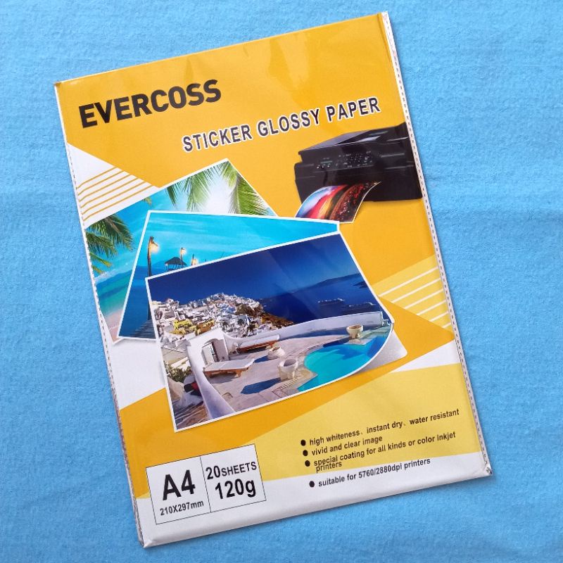 Jual Kertas Foto Sticker Glossy Photo Paper Evercoss A4 120 gsm / 120 ...