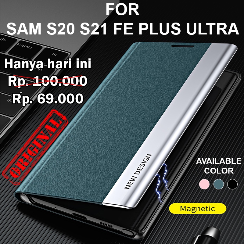 Jual FLIP COVER MAGNET case Samsung Galaxy S21 FE - S20 - S21 Plus - Ultra softcase casing hp ...