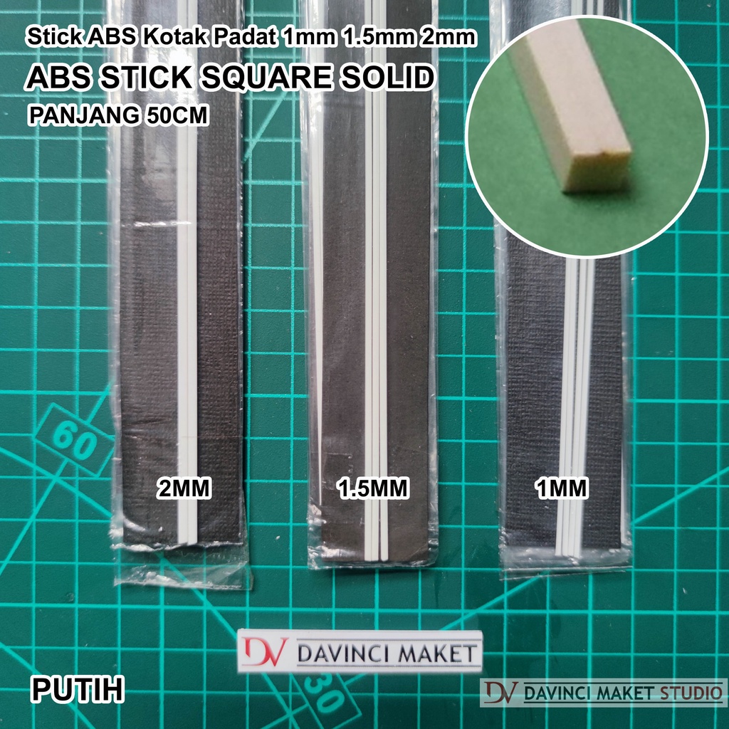 Jual ABS Stick Square Bar Solid Rod - Stik ABS Kotak Padat 1mm 1.5mm ...