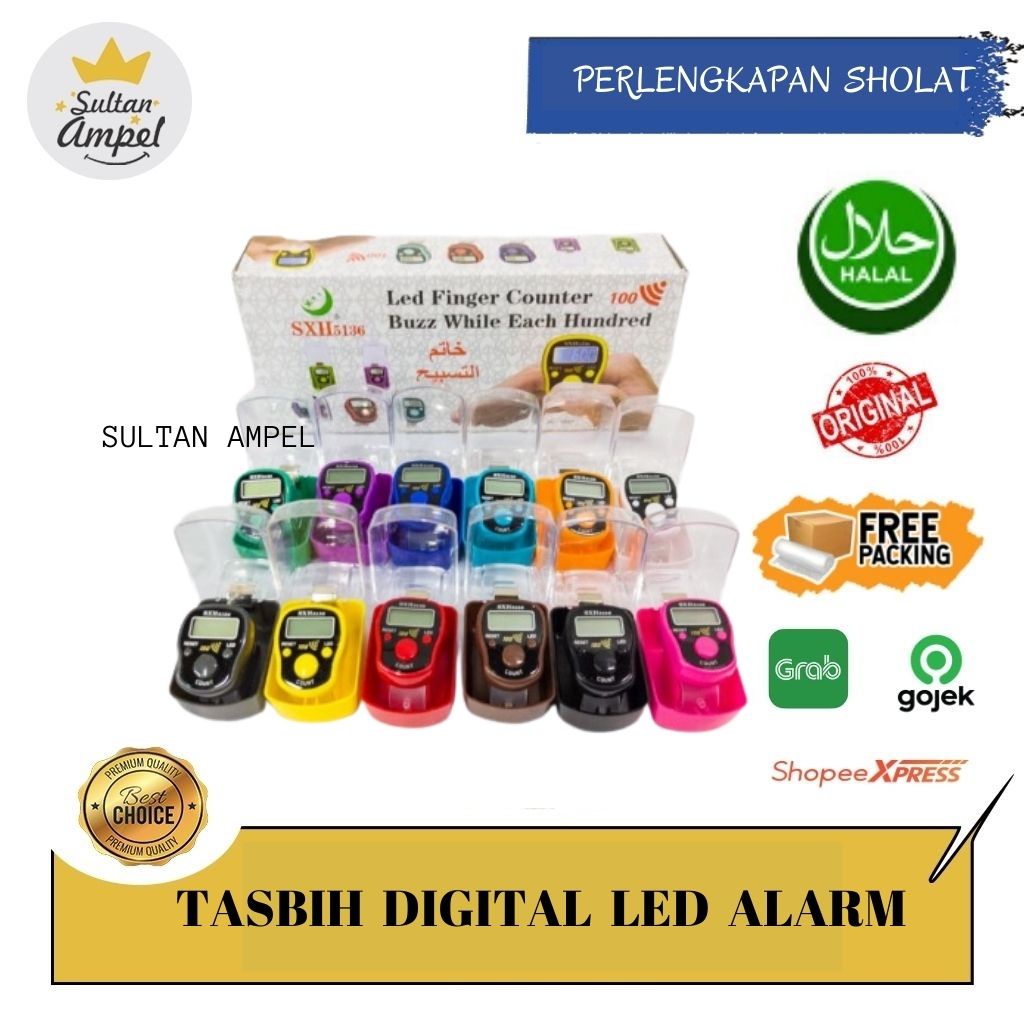 Jual Tasbih Digital LED ALARM Cantik Swarovski SXH BUZZER Counter Bunyi ...