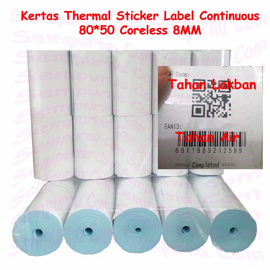 Jual Kertas Thermal Label Sticker Continuous Resi 80 x 30 x 40 x 50 MM ...