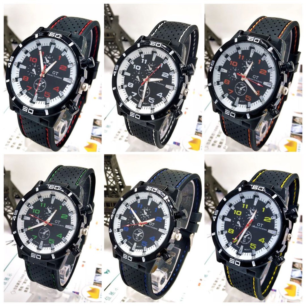 Jual GT Jam Tangan Pria Sport Chrono Fashion Quartz Men Silikon Analog ...