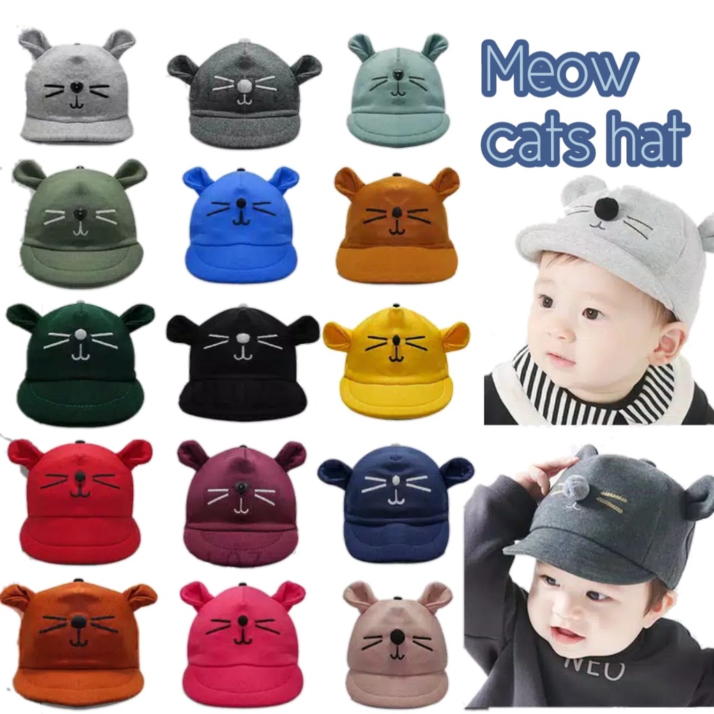 Jual PROMO 6.6 heybaby TOPI MEOW CATS Topi Anak Lucu Model Apollo Usia ...