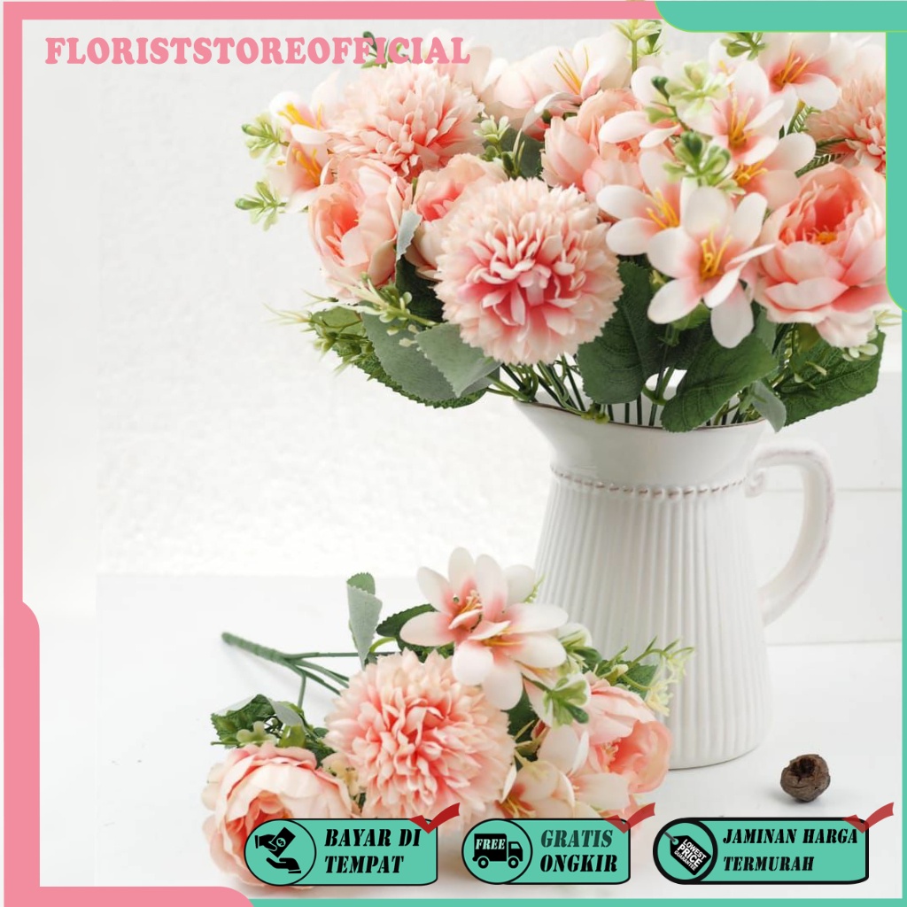 Jual COD BUNGA HYDRANGEA MIX BUNGA TANGKAI PLASTIK BUNGA ARTIFICIAL ...