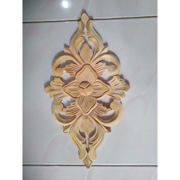 Jual DEKORASI ORNAMENT UKIRAN TEMPEL KAYU MAHONI UKURAN 24x42x0,8 ...