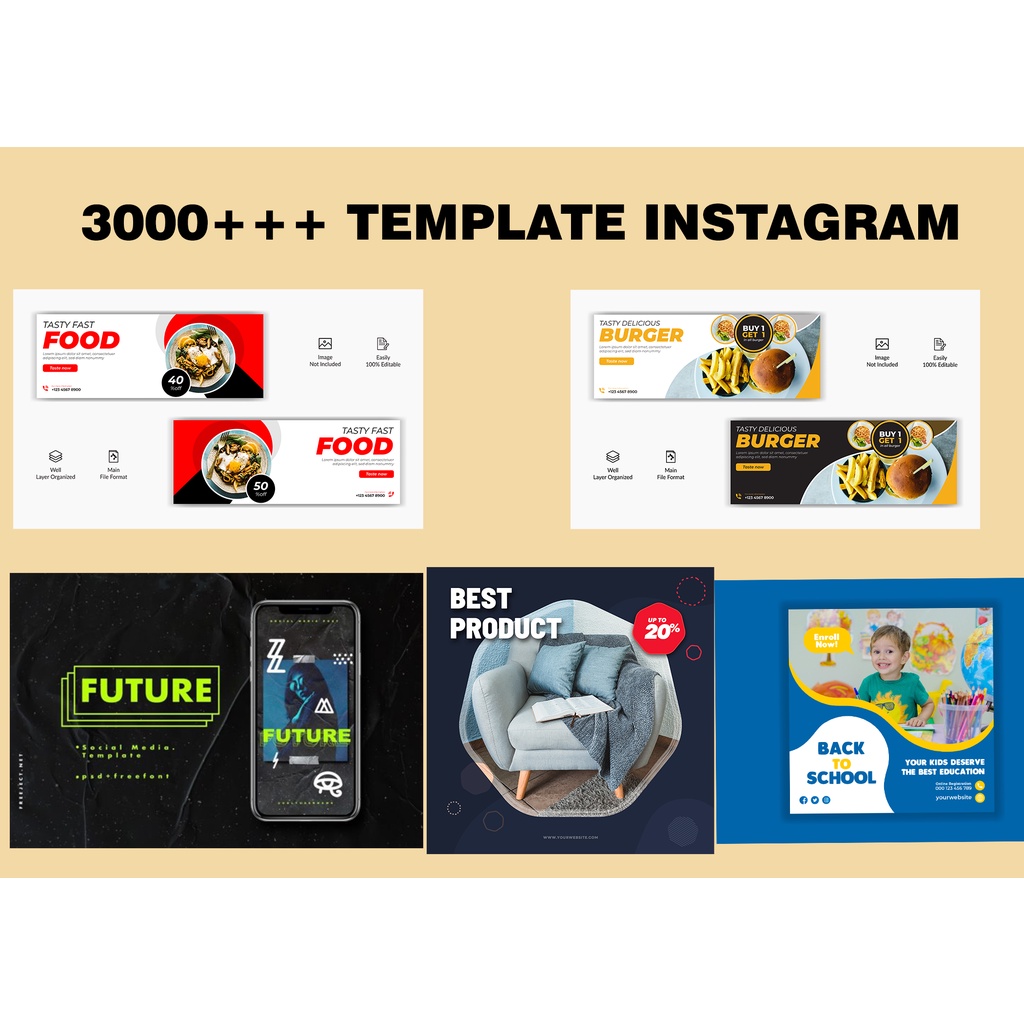 Jual 3000+ Template instagram feeds dan digital marketing | Shopee ...
