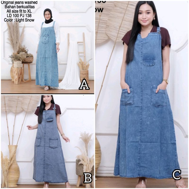 Jual Rok jeans overall panjang/overall jeans long skirt/rok overall ...