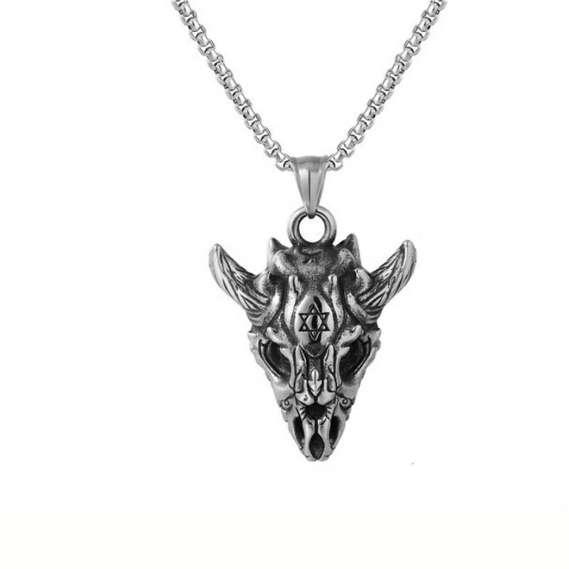 Jual Kalung pria tengkorak punk style men necklace devil horn iblis ...