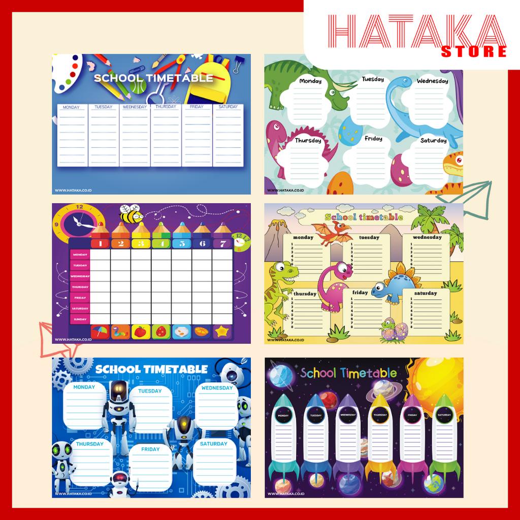 Jual (PAKET RESELLER 60PCS) JADWAL PELAJARAN School Time Table Poster ...